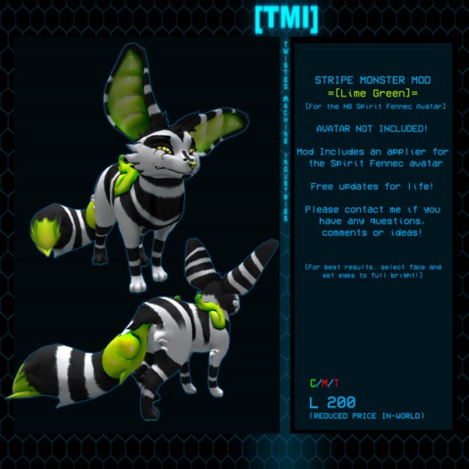Second Life Marketplace - =[TMI]= NB Fennec Stripe- Lime