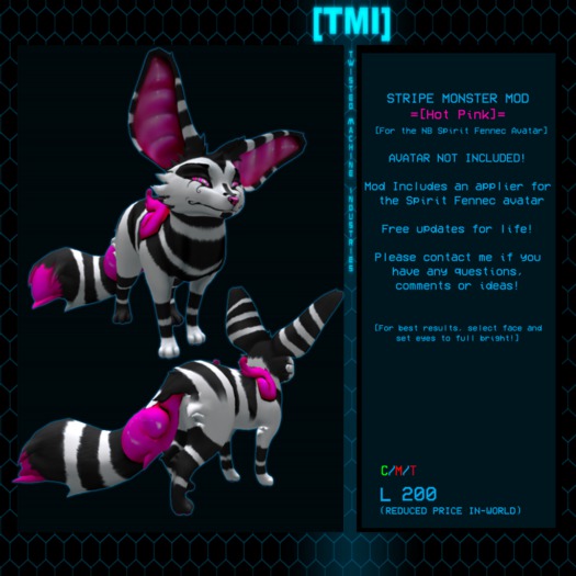 Second Life Marketplace - =[TMI]= NB Fennec Stripe- Hot Pink