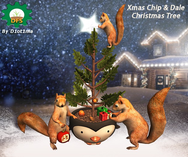 Second Life Marketplace - DFS Xmas Chip & Dale Christmas Tree (Rare)