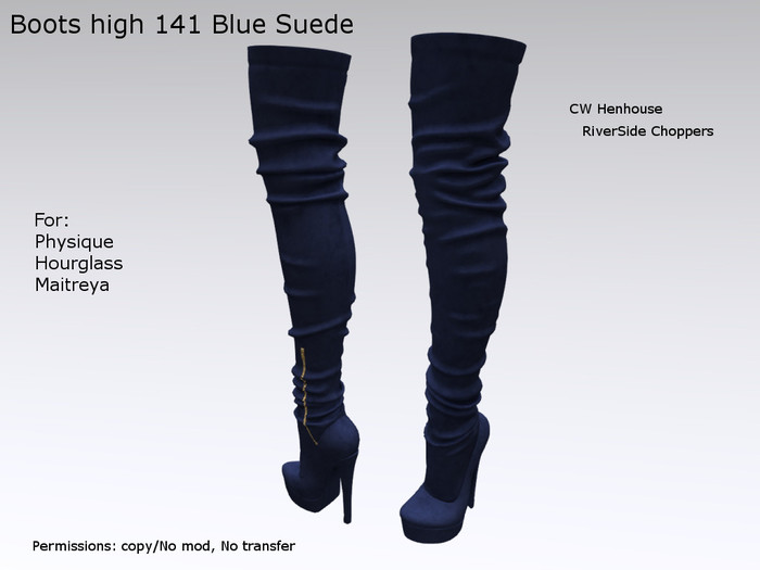 Second Life Marketplace - [REC] -Boots high 141 Blue Suede -BOX