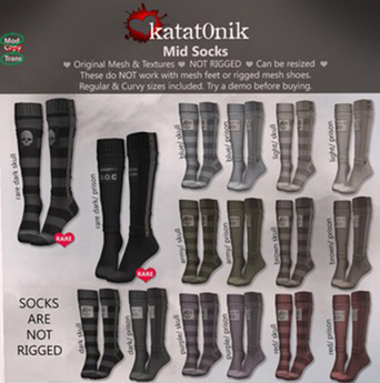 Second Life Marketplace - *katat0nik* (dark/ prison) Flat Socks