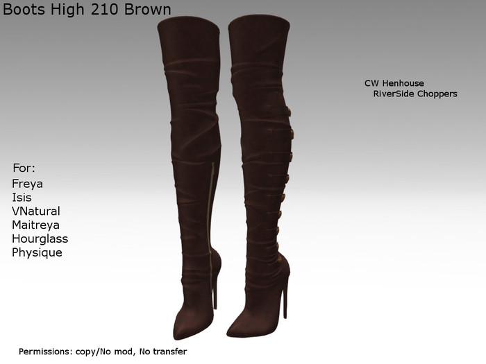 Second Life Marketplace - [CW] -Boots High 210 Brown -BOX