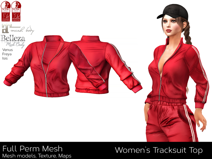 Second Life Marketplace - Full Perm ~ Women's Tracksuit V1 - Top ...