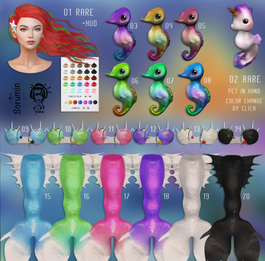 Second Life Marketplace - 4.Sorumin & Yokai - Mermaid's Tale - Seahorse ...