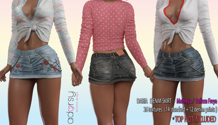 Second Life Marketplace Adorsy Daria Denim Skirt Fatpack Maitreya