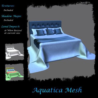 Second Life Marketplace - Aquatica Mesh - AM024420 Double Bed