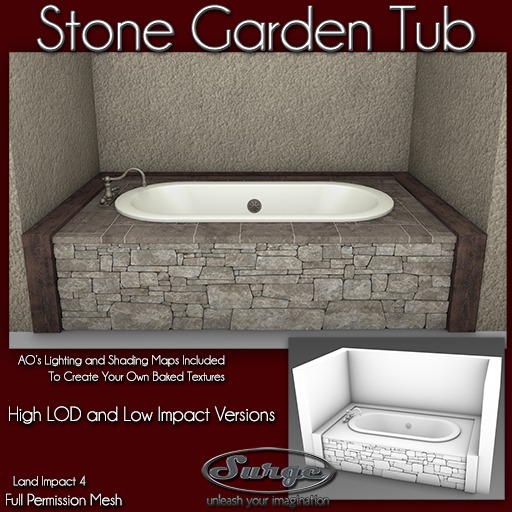Second Life Marketplace - (Surge) Stone Garden Tub