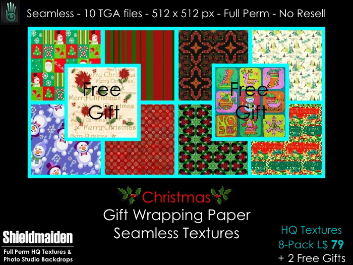 Second Life Marketplace - MSM Christmas Gift Wrap - Full Perm Textures ...
