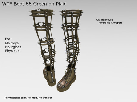 Second Life Marketplace - [REC] -WTF Boot 66 Green on Plaid-BOX