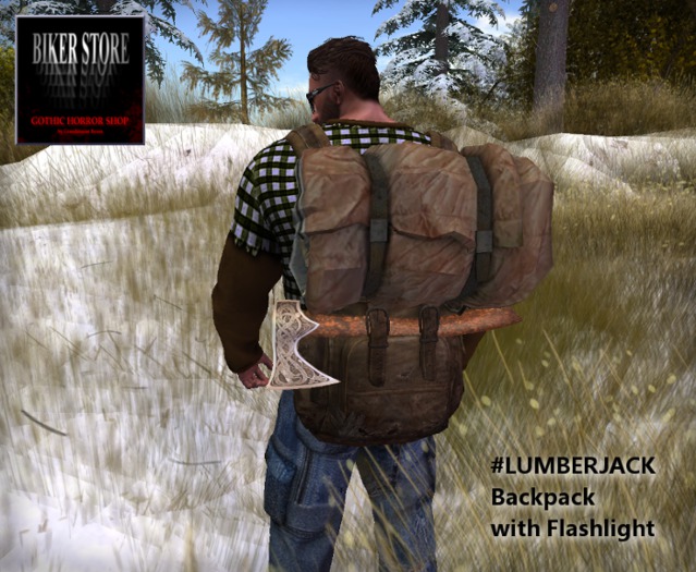 Second Life Marketplace - #LUMBERJACK Backpack with Flashlight on/off