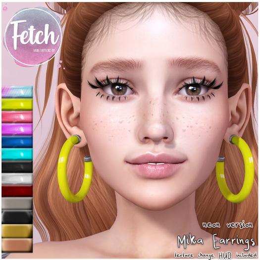 Second Life Marketplace - [Fetch] Mika Earrings - Neon
