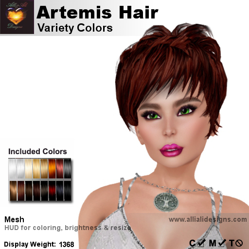 Second Life Marketplace - A&A Artemis Hair Variety Colors V2, low ...