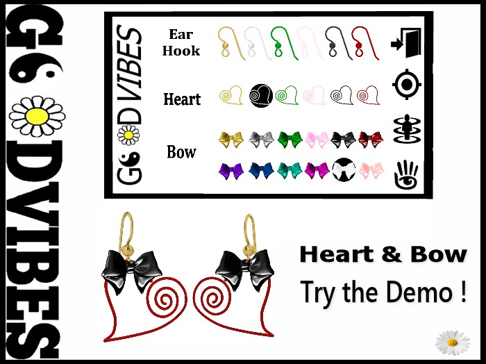 Second Life Marketplace - DEMO HeartBow Ear Rings