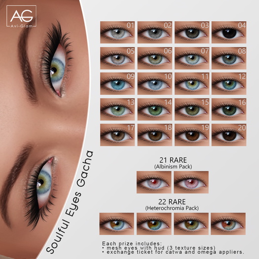 Second Life Marketplace - AG. Soulful Eyes Gacha - 21 - Albinism Pack (RARE