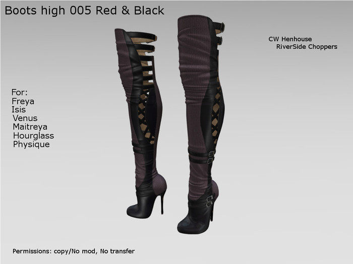 Second Life Marketplace - [REC] -Boots high 005 Red & Black -BOX