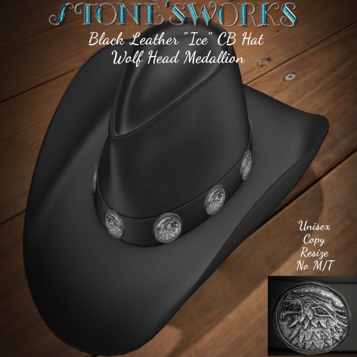 Second Life Marketplace - Black Leather Ice CB Hat Stone's Works