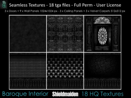 Second Life Marketplace - MSM Baroque Interior - 18 Full Perm Seamless ...