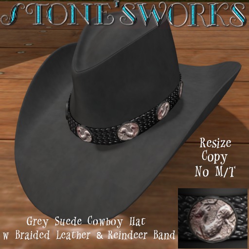 Second Life Marketplace - Grey Suede Reindeer CB Hat Stone's Works