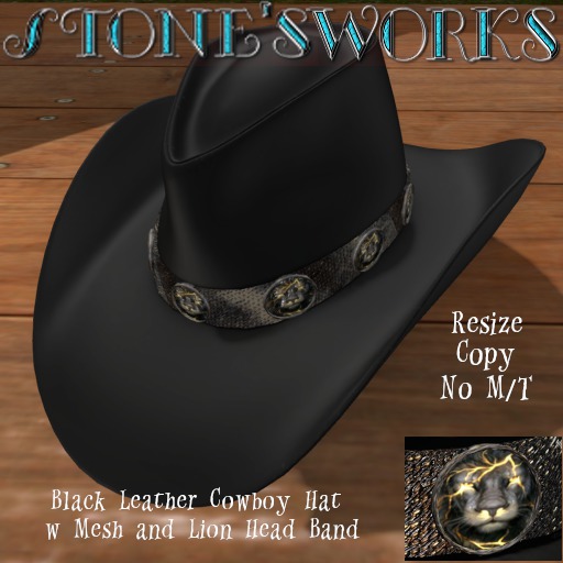 Second Life Marketplace - Black Leather Lion Head CB Hat Stone's Works