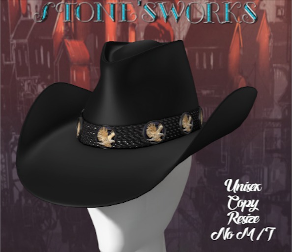 Second Life Marketplace - Amer Eagle Blk Leather CB Hat Stone's Works