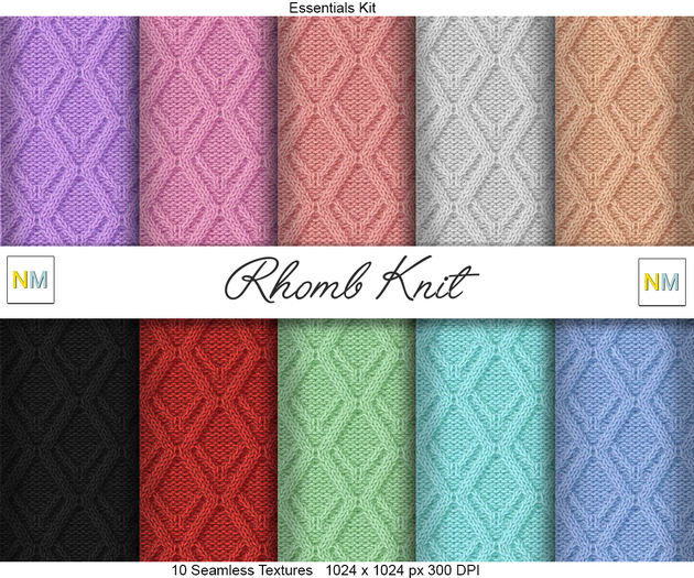 Second Life Marketplace - Rhomb Knit Essentials Kit 10 Seamless Fabric ...