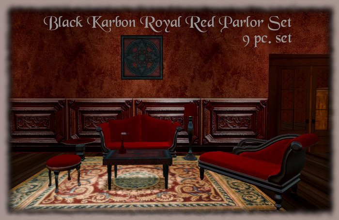 Second Life Marketplace - Black Karbon-Antique Royal Red Parlor set