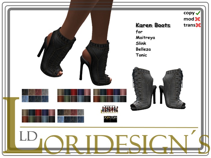 Second Life Marketplace - LD Karen Boots Denim