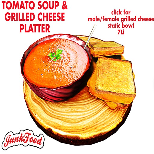 Second Life Marketplace - Junk Food - Tomato Soup & Grilled Cheese Platter