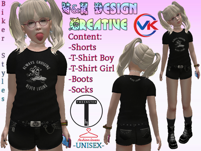 Second Life Marketplace - V&K Design Tweenster UNISEX Maddys punk outfit