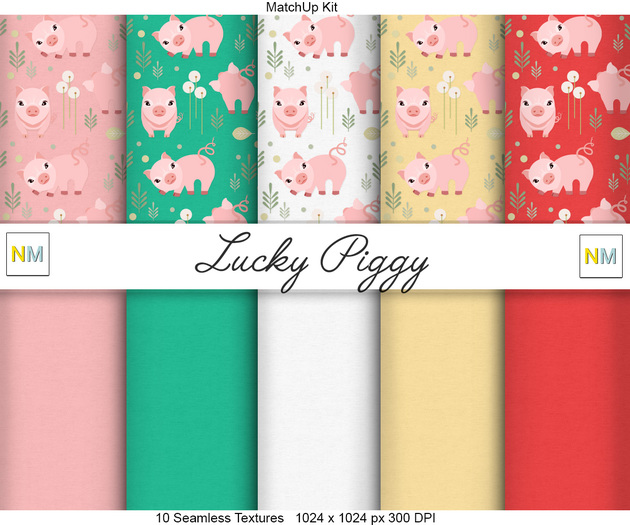 Second Life Marketplace - Lucky Piggy MatchUp Kit 10 Seamless Pastel ...