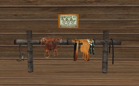 Second Life Marketplace - Rustic Hitching Post - Complete with Saddles ...