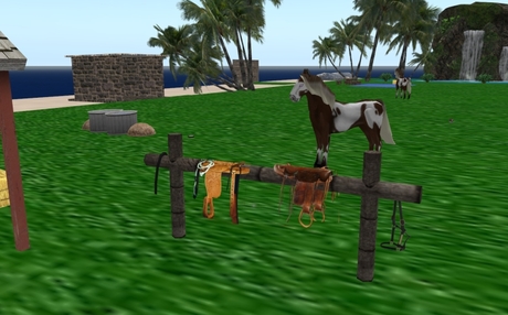 Second Life Marketplace - Rustic Hitching Post - Complete with Saddles ...