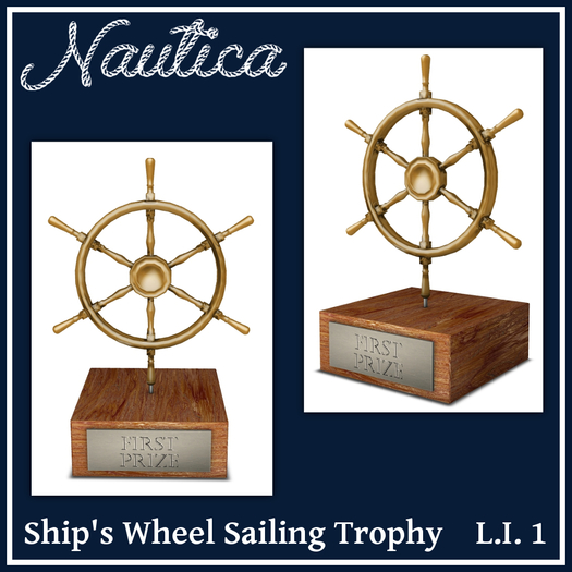 Second Life Marketplace - NAUTICA SHIP'S WHEEL SAILING TROPHY, Yachting ...
