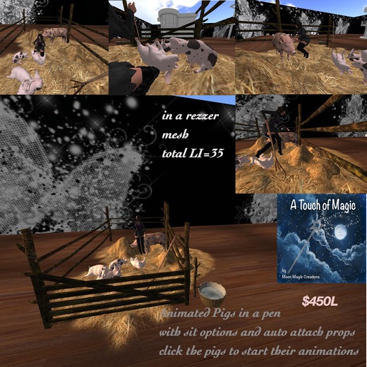 Second Life Marketplace - Animated Pigs in a Pen with sit animations-crate