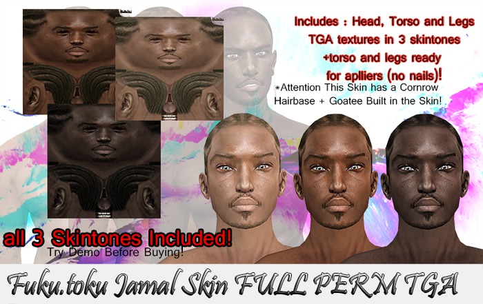 Second Life Marketplace - Fuku.Toku Jamal Skin 2.0 FULL PERM TGA ...