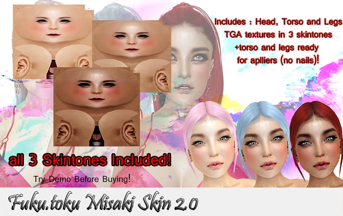 Second Life Marketplace - Fuku.Toku Misaki Skin 2.0 FULL PERM TGA TEXTURES