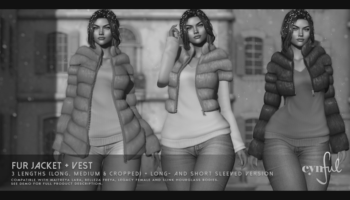 Second Life Marketplace - Cynful Fur Jacket + Vest - Demo [Maitreya ...