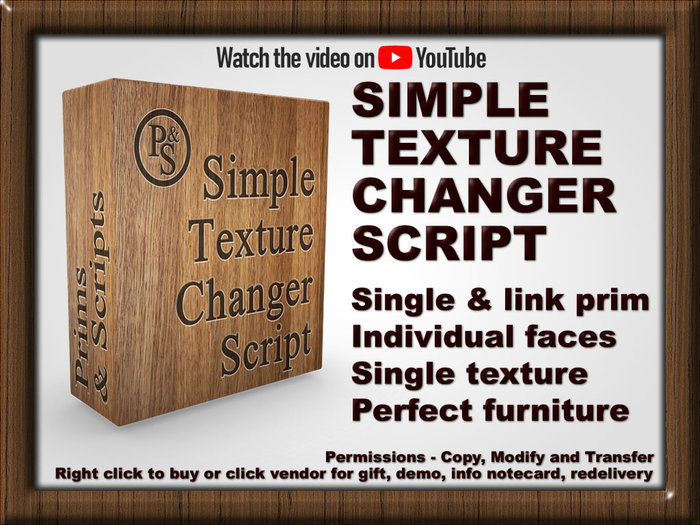 Second Life Marketplace - Prims & Scripts Simple Texture Changer