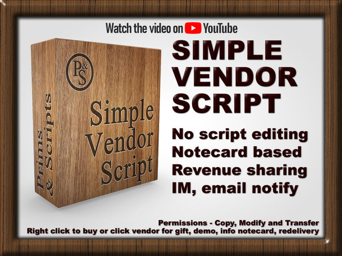 Second Life Marketplace - Prims & Scripts Simple Vendor Script