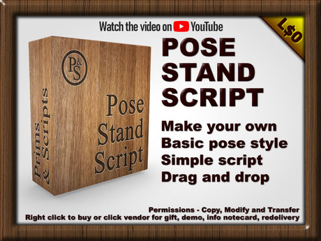 Second Life Marketplace - Prims & Scripts Pose Stand Script