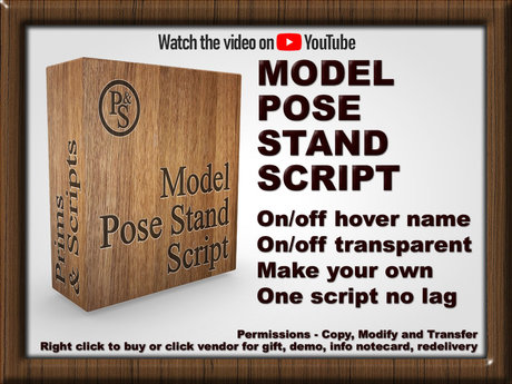 Second Life Marketplace - Prims & Scripts Model Pose Stand Script