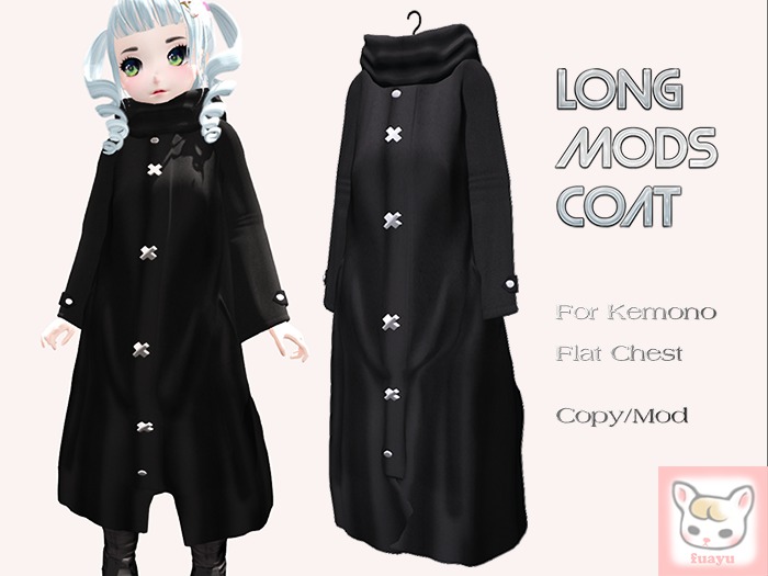 Second Life Marketplace - Kemono Clothes , fuayu Long Mods Coat black