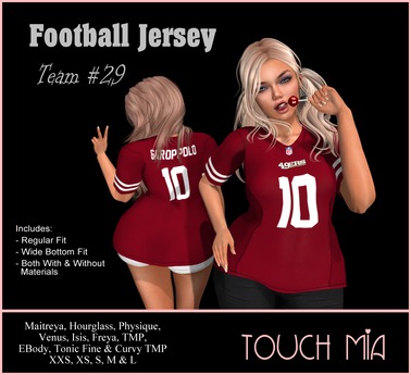 Second Life Marketplace - TOUCH MIA - Ladies Football Jersey - Team #29