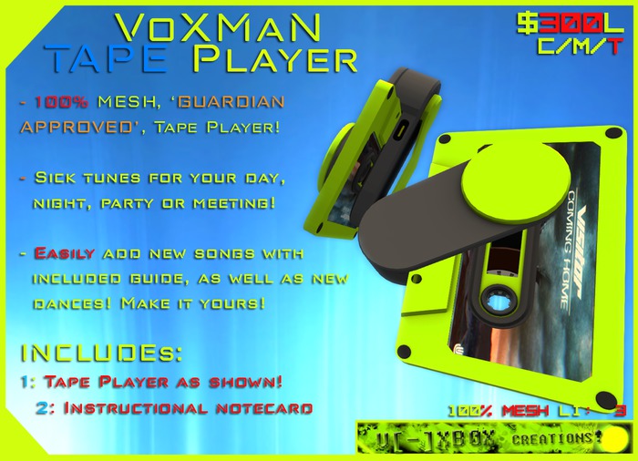 Second Life Marketplace - -=VBC!=- VoXMaN Tape Player!