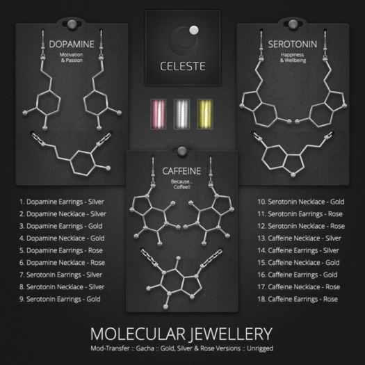 Second Life Marketplace - CELESTE - Caffeine Earrings - 15. Gold
