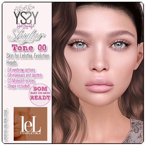 Second Life Marketplace - *YS&YS* Skylar Tone 00 BOM Skin for Lelutka ...