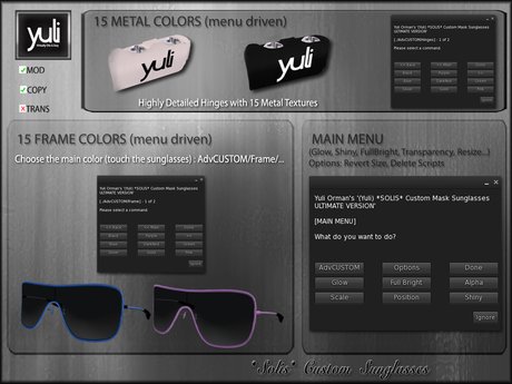 Second Life Marketplace - (Yuli) Solis Custom Sunglasses ULTIMATE Version