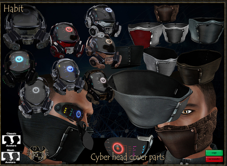 Second Life Marketplace - Cyber head cover parts "Habit"