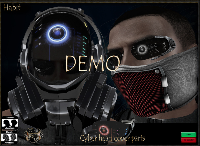 Second Life Marketplace - Cyber head cover parts "Habit" DEMO