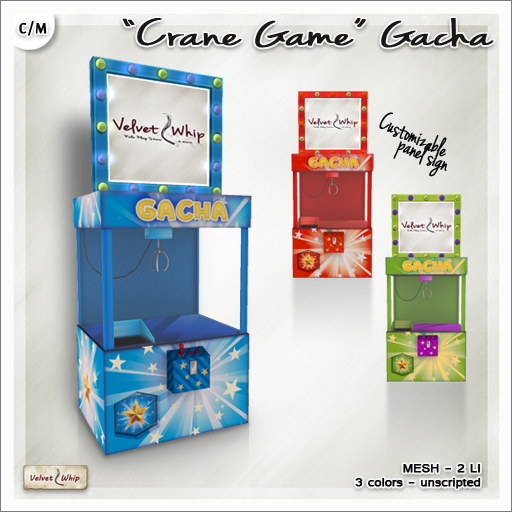 Second Life Marketplace - [V/W] Crane Game Gacha Machines, 3 colors ...